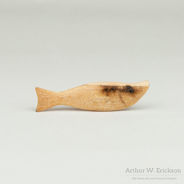 Inuit Carved Fossilized Ivory Salmon