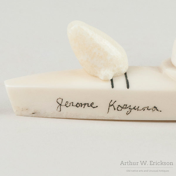 Inuit Carved Two Person Kayak by Jerome Koezuna