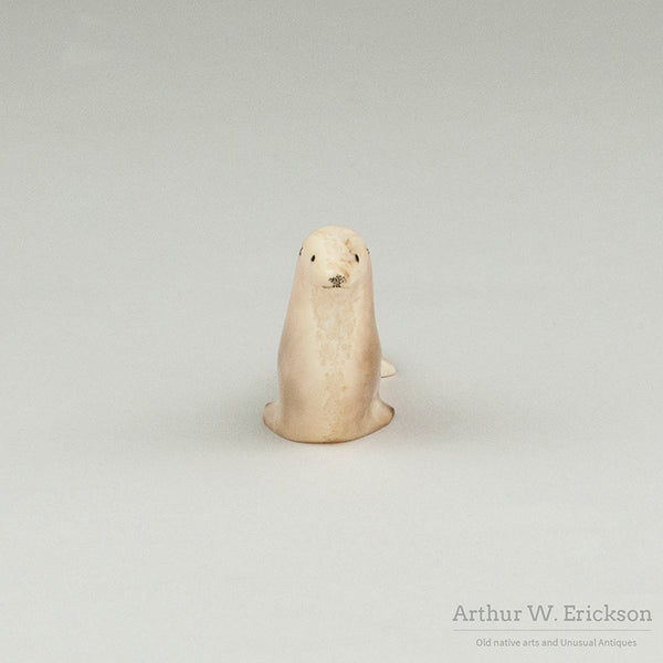 Inuit Carved Walrus Ivory Slippery Seal