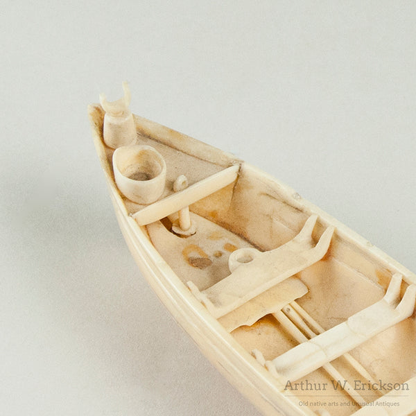 Carved Ivory Model of 19th C Whale Boat