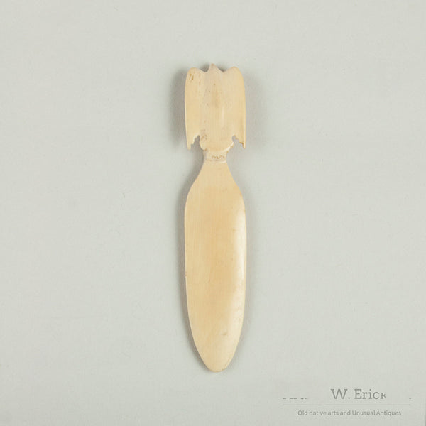 Eskimo Scrimshawed Walrus Ivory Bookmark with Eagle