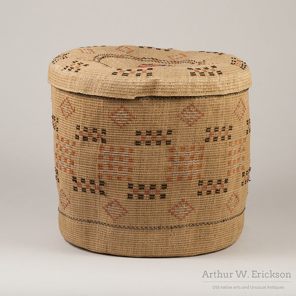 Large Aleut Lidded Basket