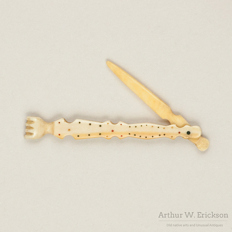 Figural Victorian Walrus Ivory toothpick